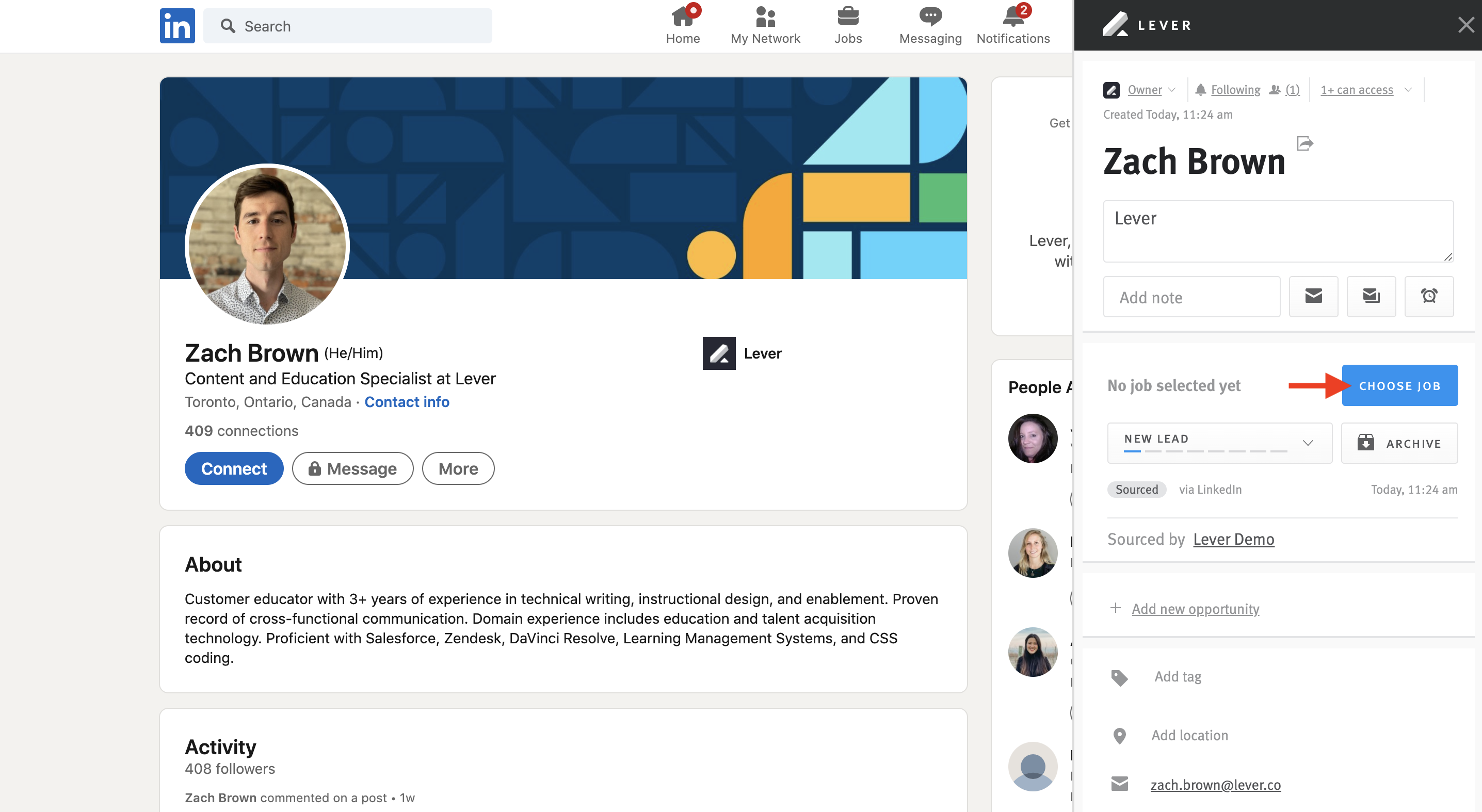 Adding Candidates to Lever via the Chrome Extension