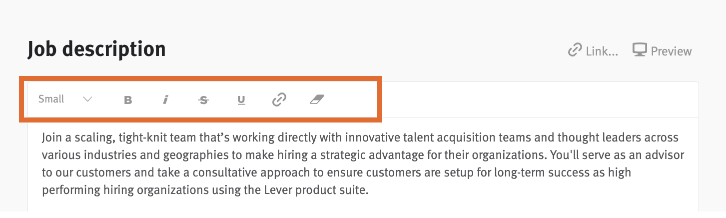 Using rich text in job postings