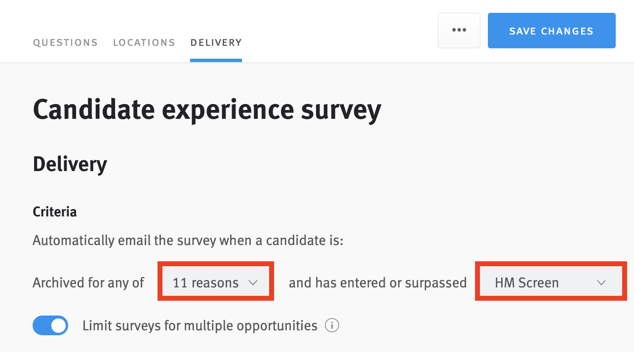 Configuring and using the Candidate Experience Survey