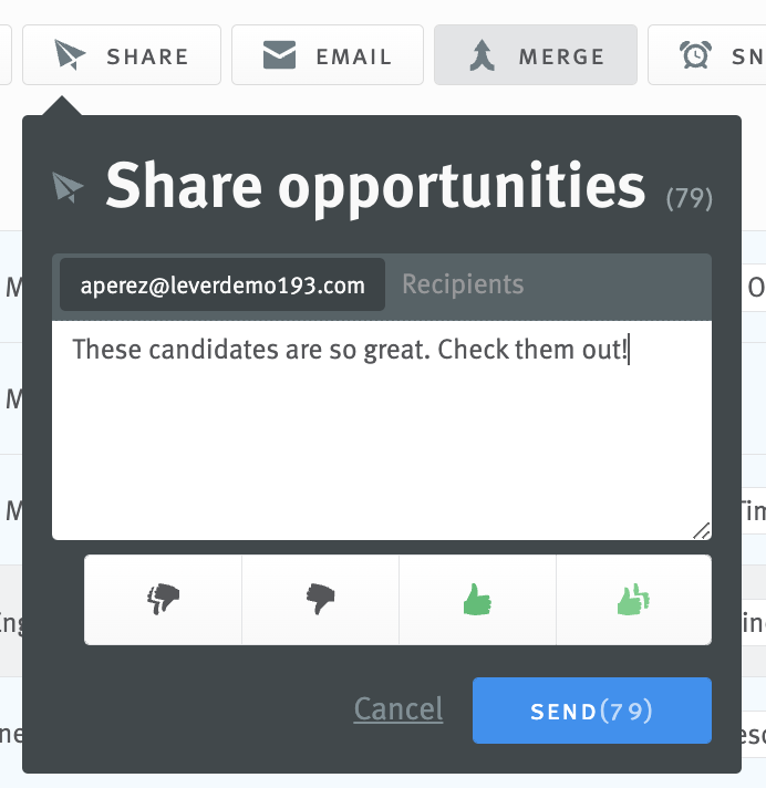 Sharing candidates