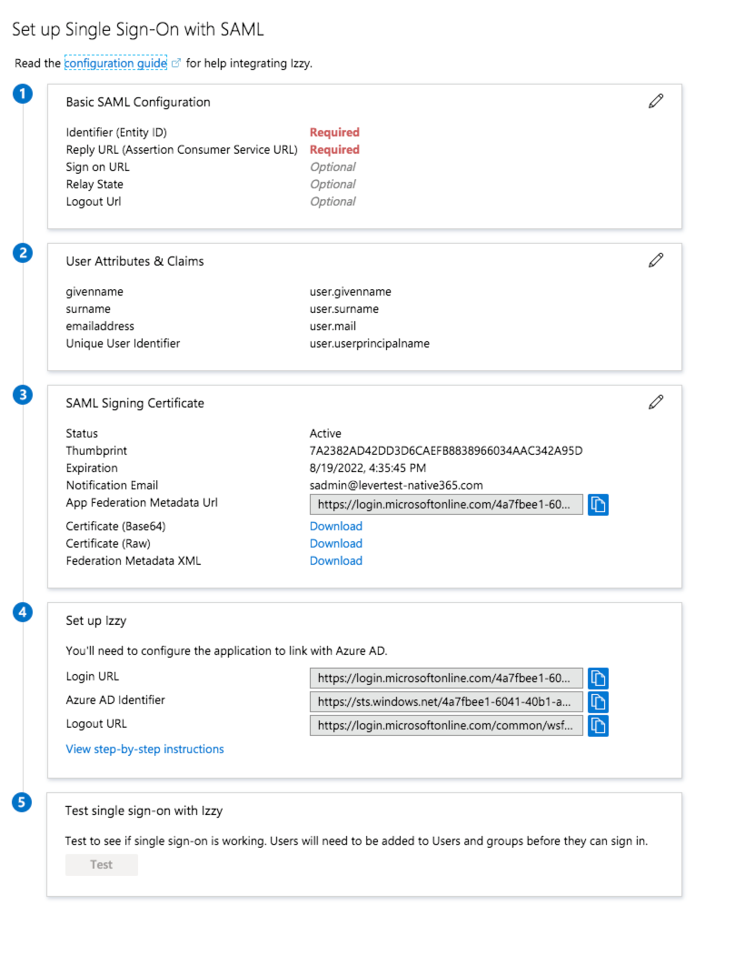 Enabling a SAML integration with Microsoft Entra
