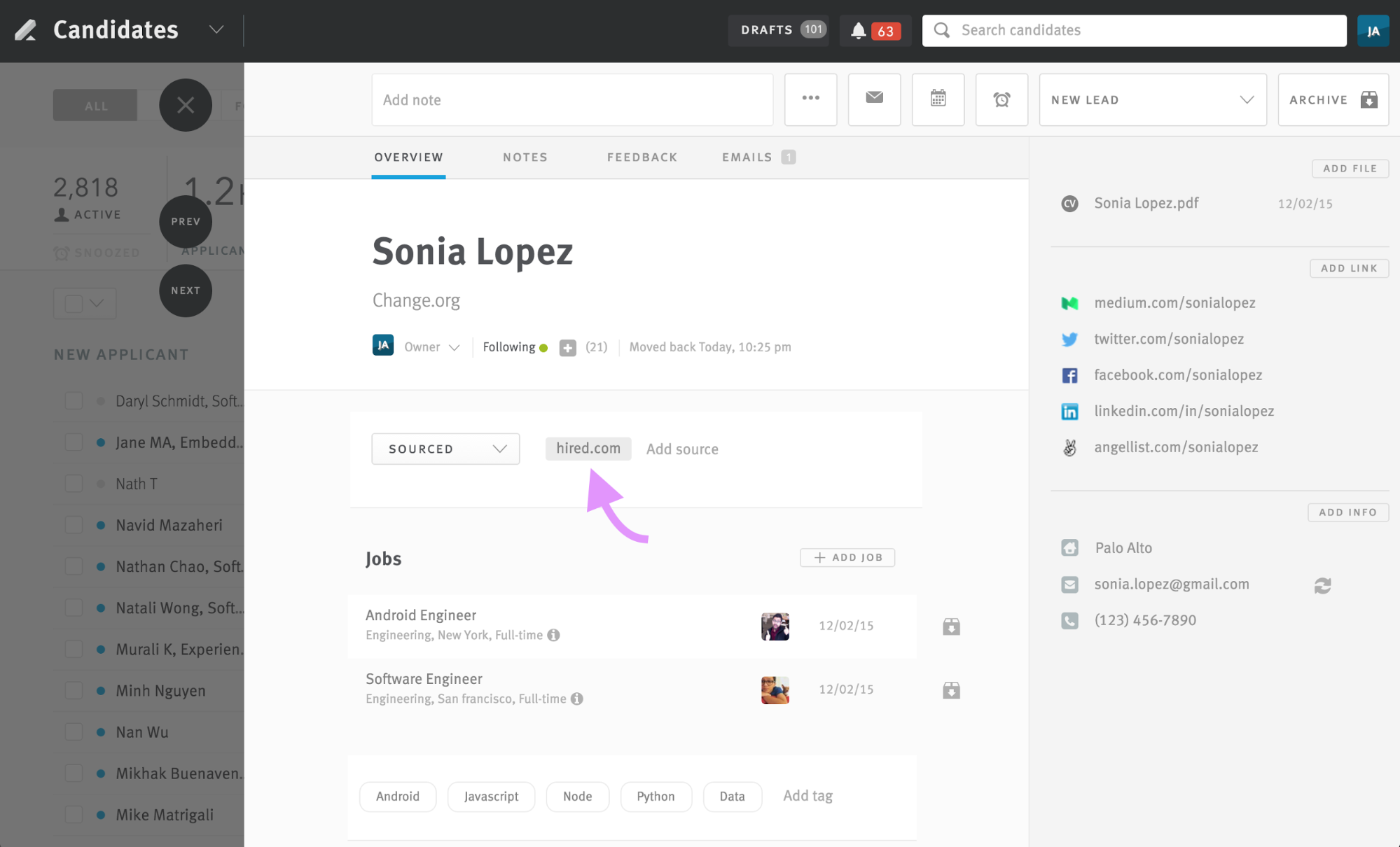 Enabling and using the Hired integration