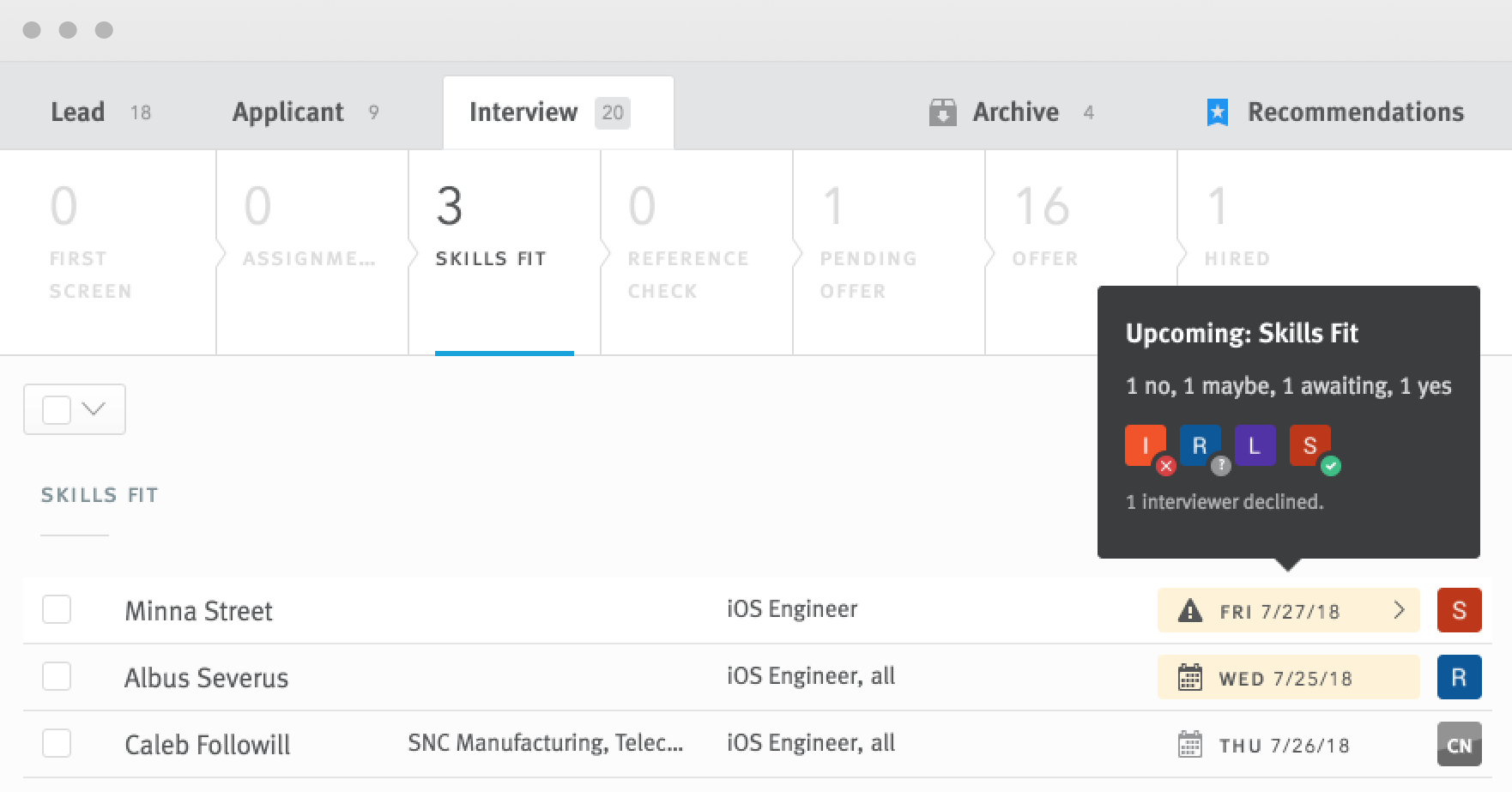 Setting up shared calendars for interviews