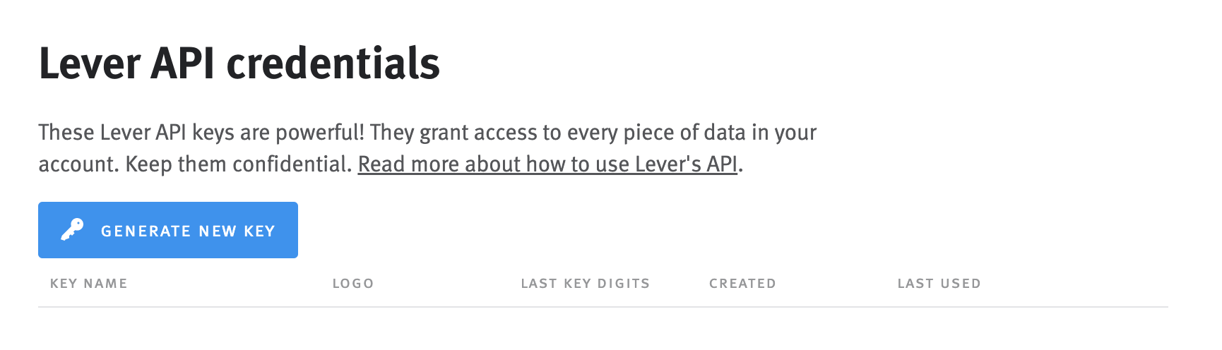 Generating and using API credentials