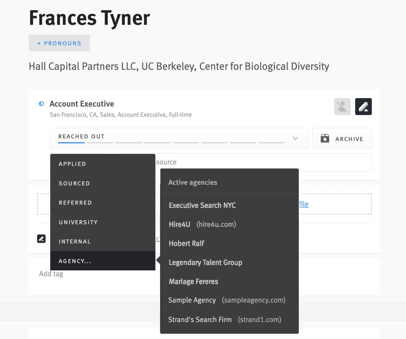 Adding and managing agency source tags