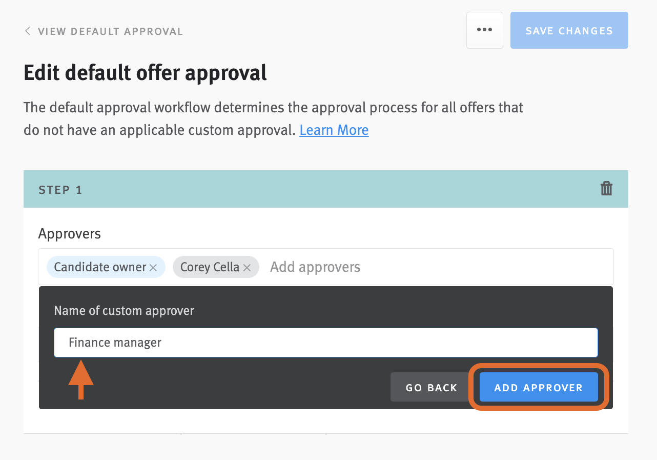 Adding custom approvers to approval workflows