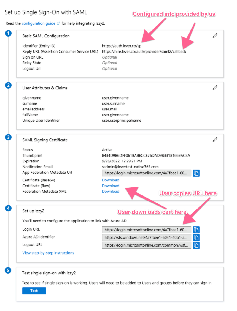 Enabling a SAML integration with Microsoft Entra