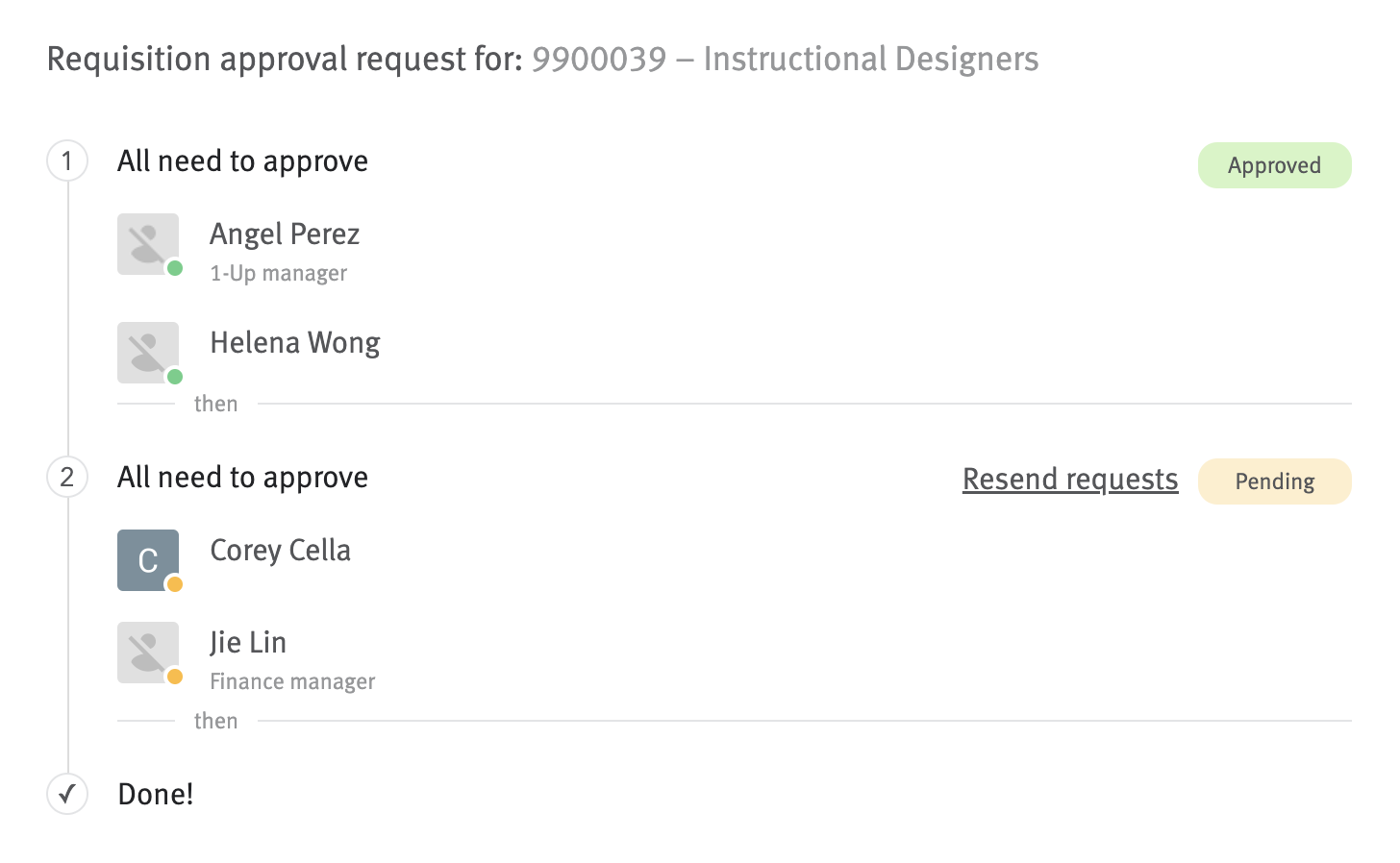 Requesting requisition approval
