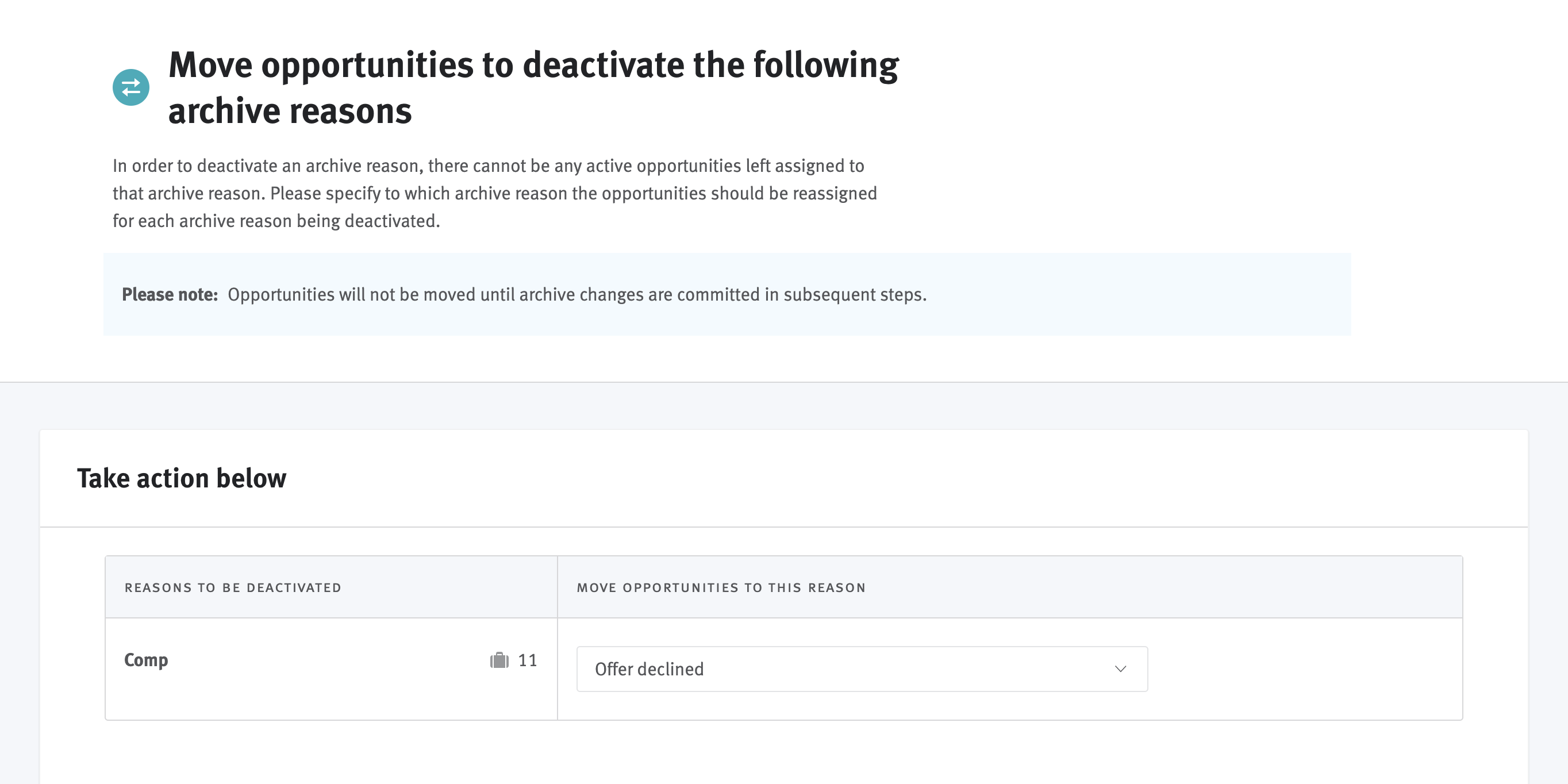 Adding Archive Reasons
