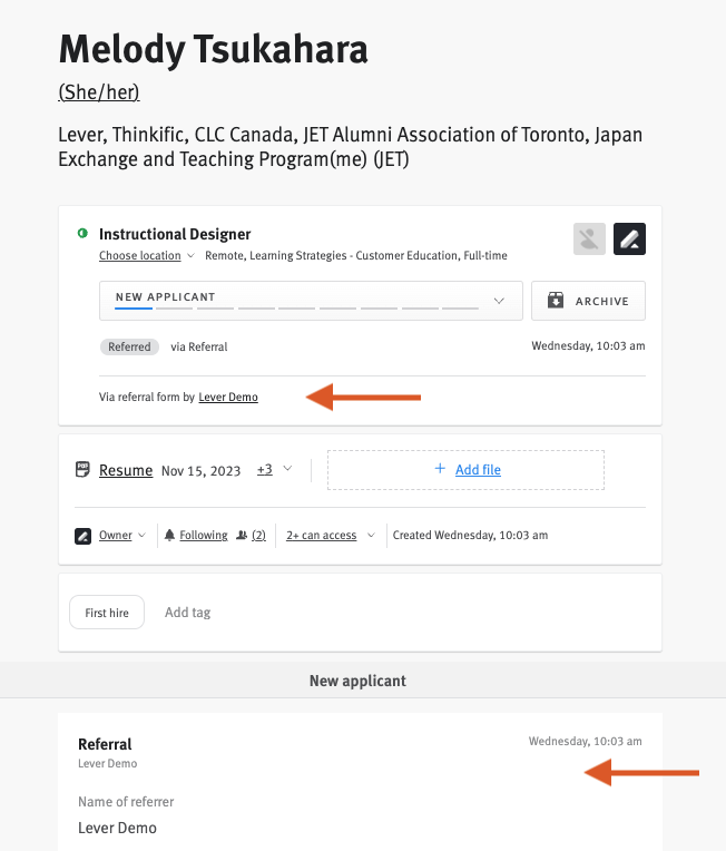 Setting up a referral form and tracking referred candidates
