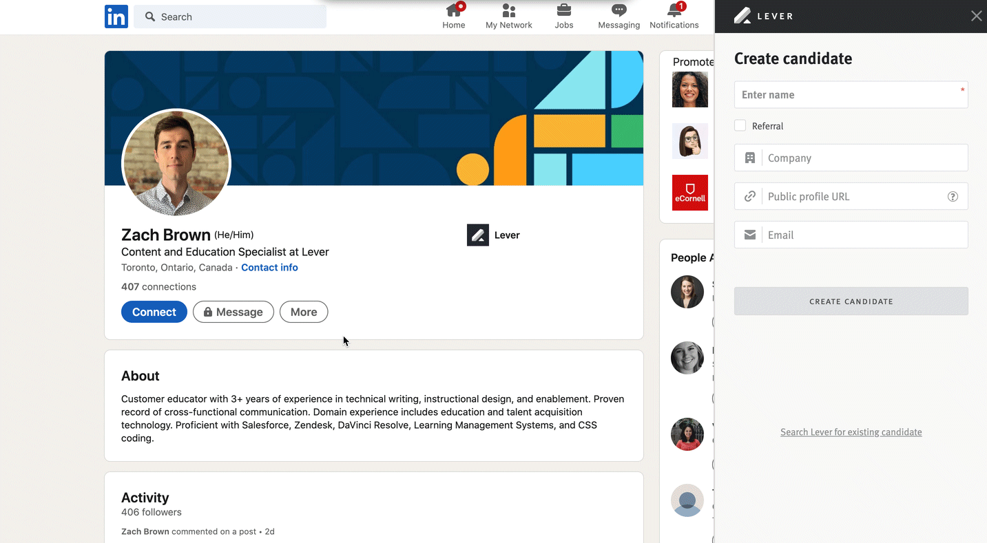 Saving a LinkedIn profile as a PDF