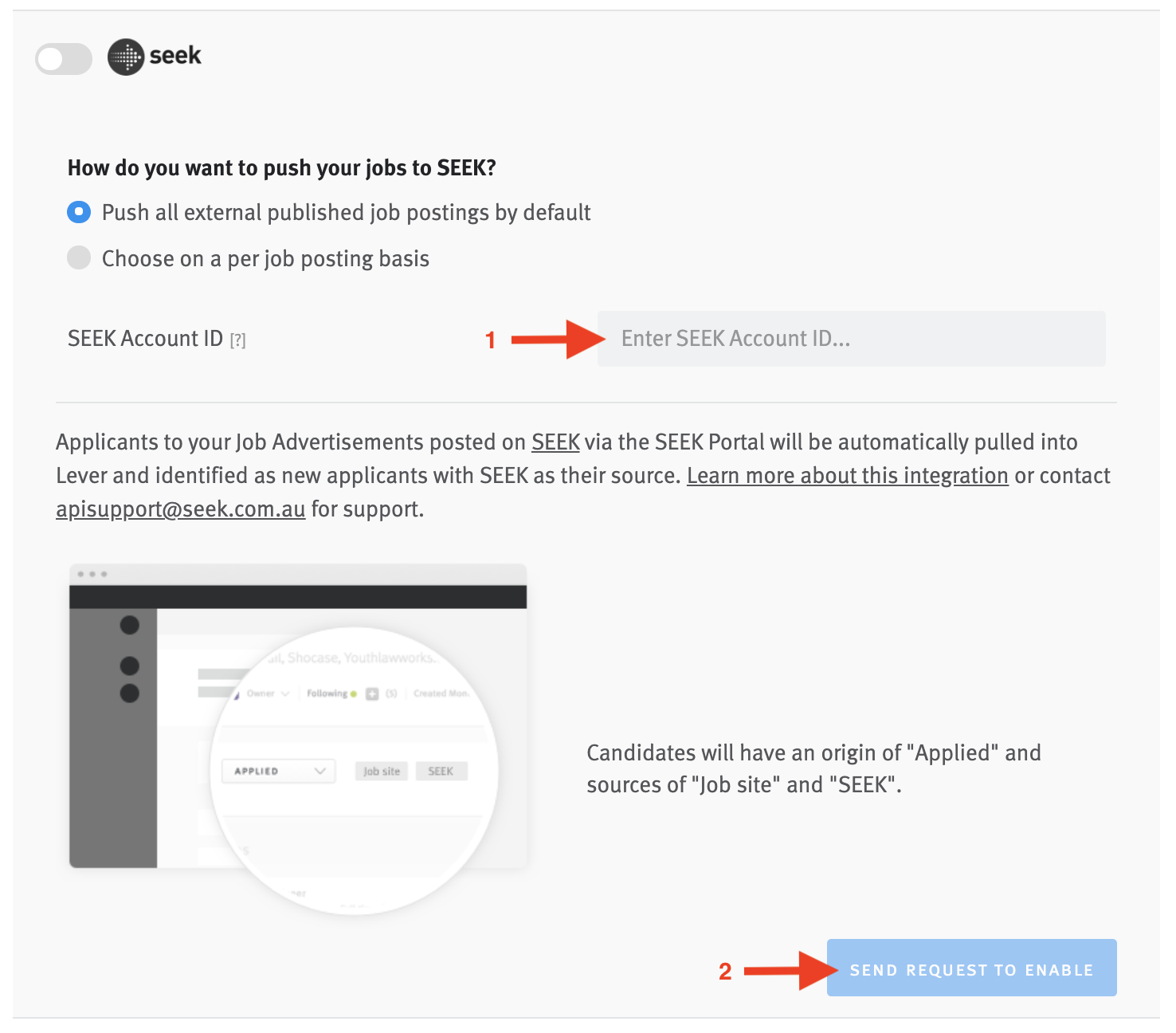 Enabling and using the SEEK integration