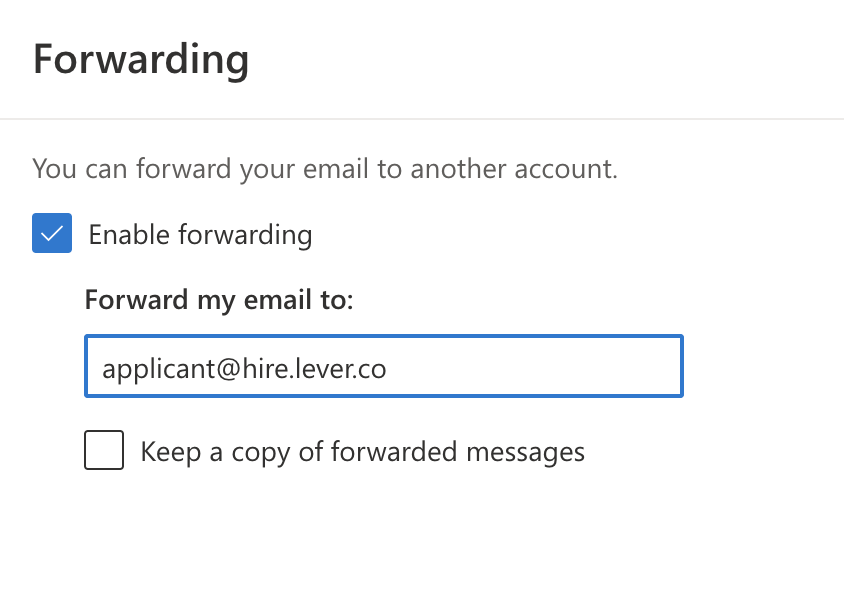 Auto-forwarding email applications to Lever