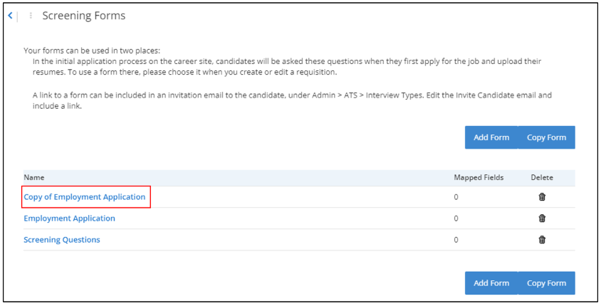 Pre-screening Forms