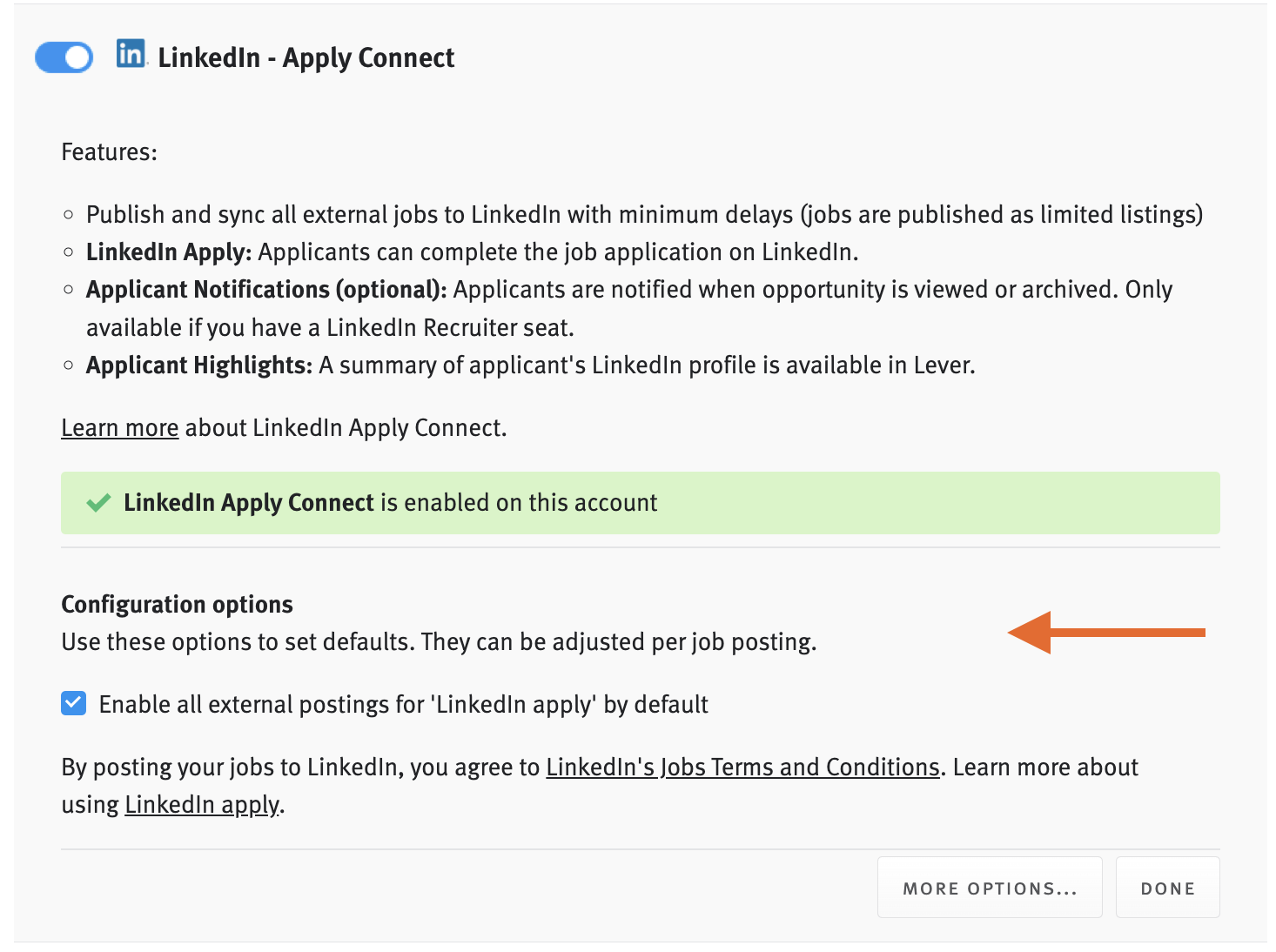Enabling and using the LinkedIn Apply Connect Integration