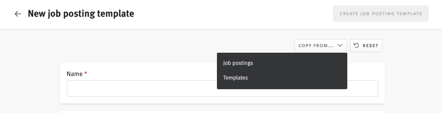 Creating and using job posting templates