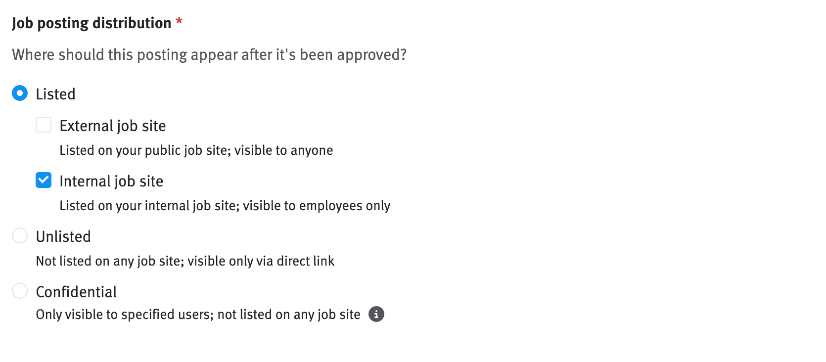 Publishing postings to your internal job site