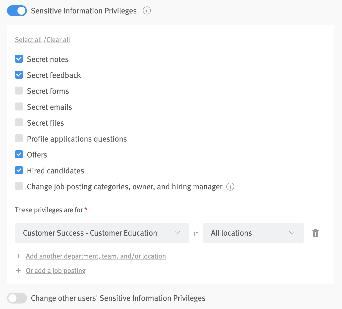 Sensitive Information Privileges