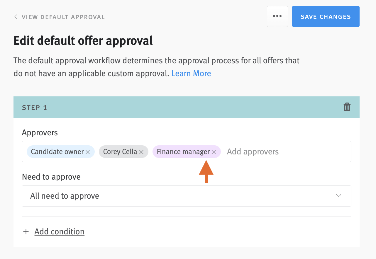 Adding custom approvers to approval workflows