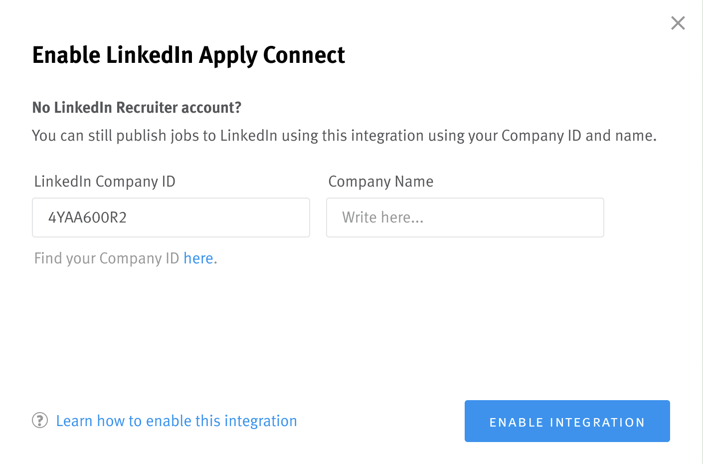 Enabling and using the LinkedIn Apply Connect Integration