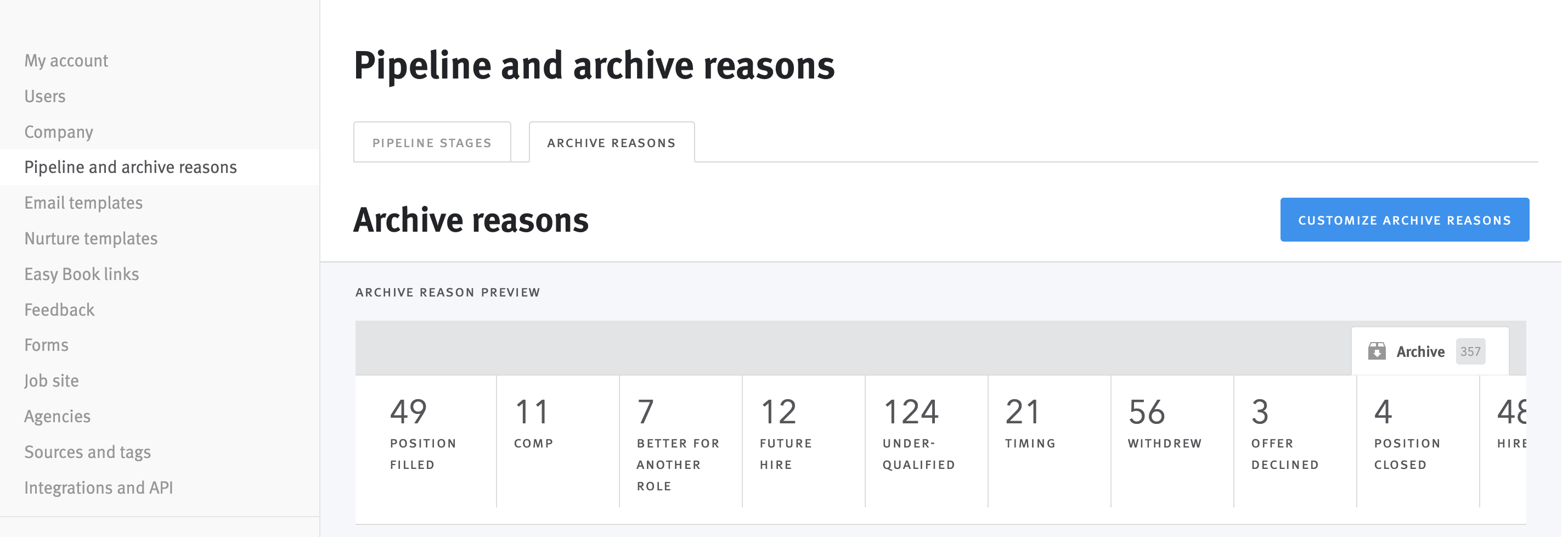 Adding Archive Reasons