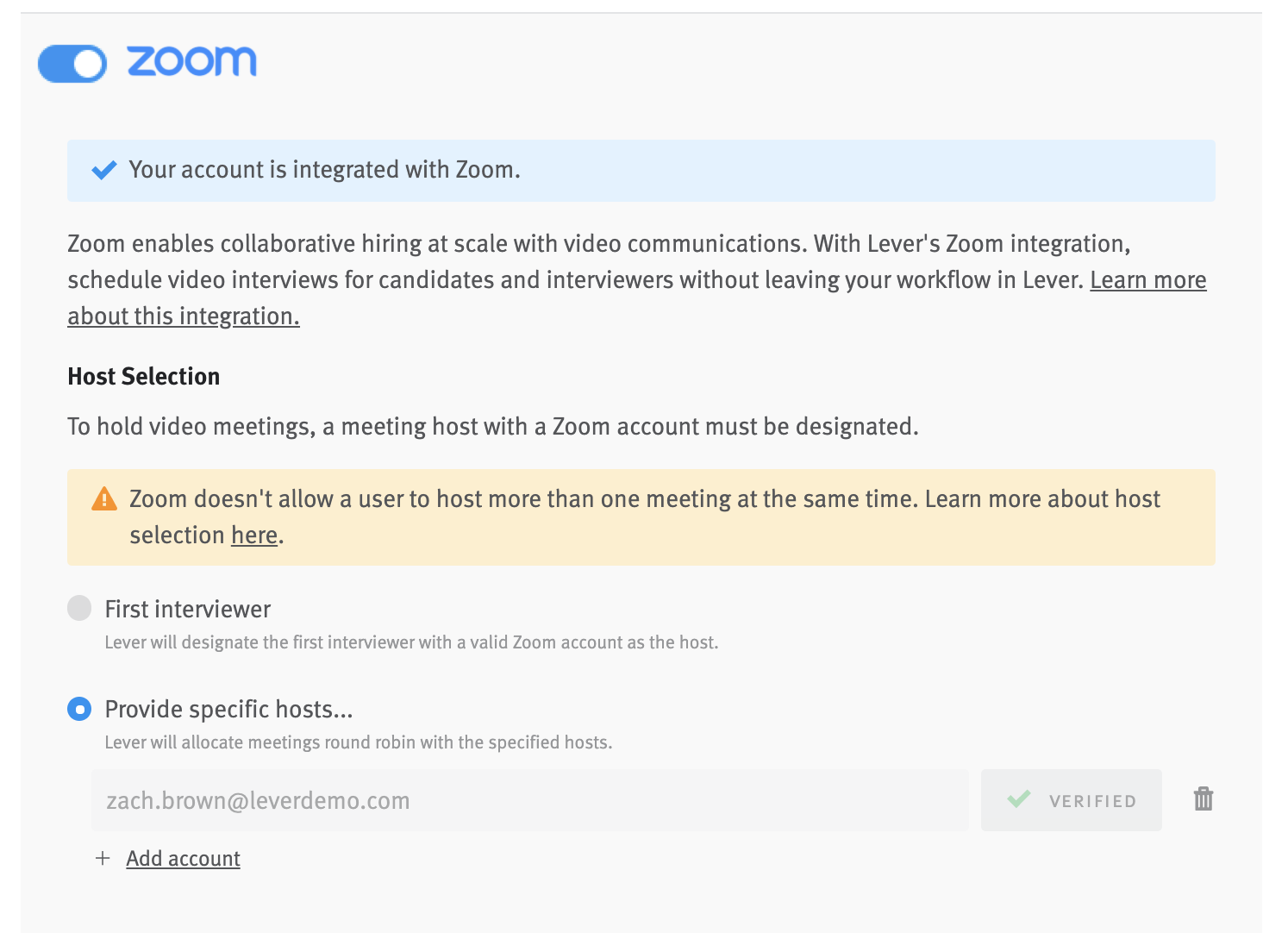 Enabling and using the Zoom integration