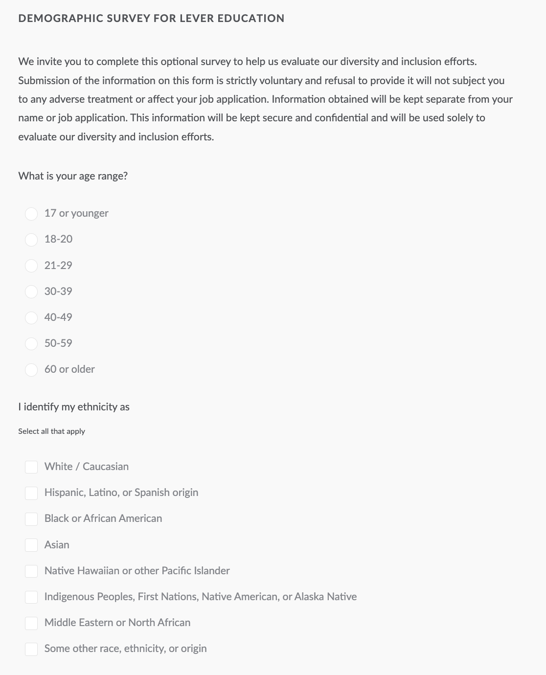 Configuring and using Diversity Surveys