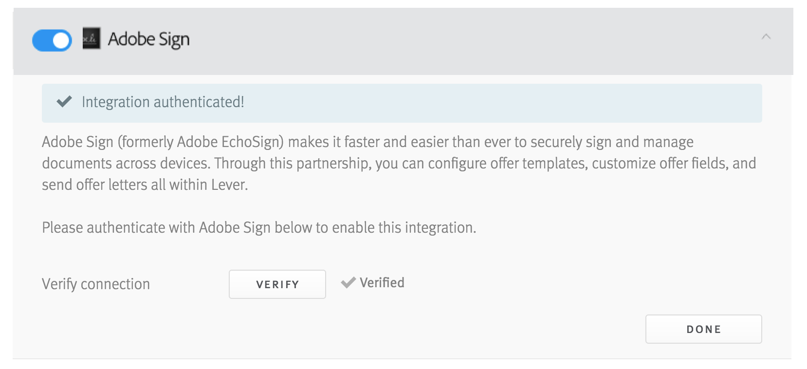 Enabling the Adobe Sign e-signature integration