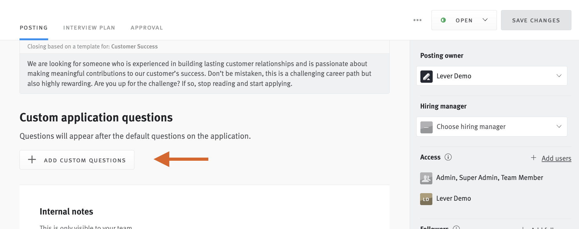 Adding Custom Application Questions to Job Postings